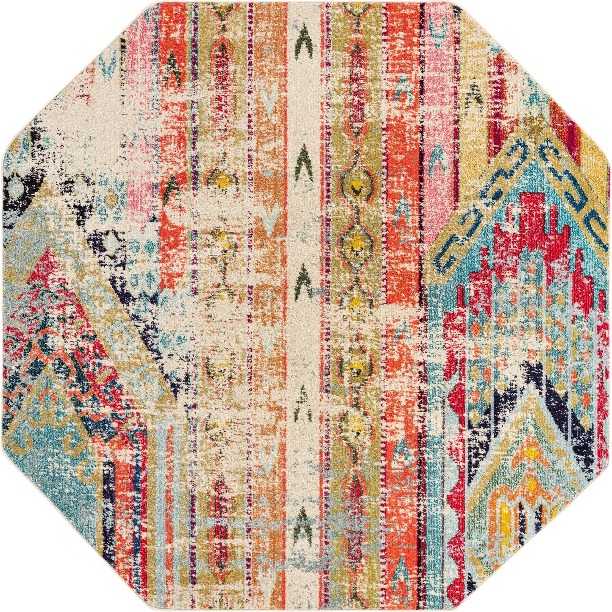 Unique Loom Yosemite Sedona Rug Multi/Blue 7' 11" Octagon Geometric ...