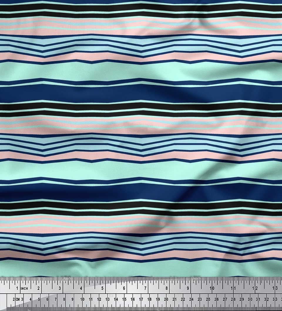 Soimoi Viscose Chiffon Fabric Abstract Stripe Print Fabric by The Yard ...