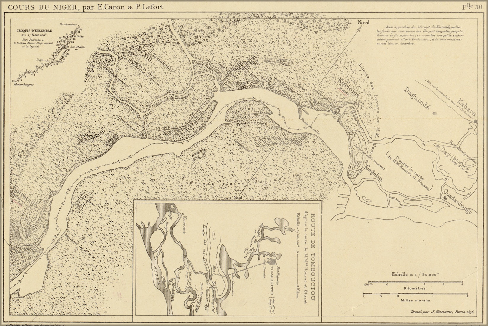 24"x36" Gallery Poster, map of niger river africa 1896 in french ...