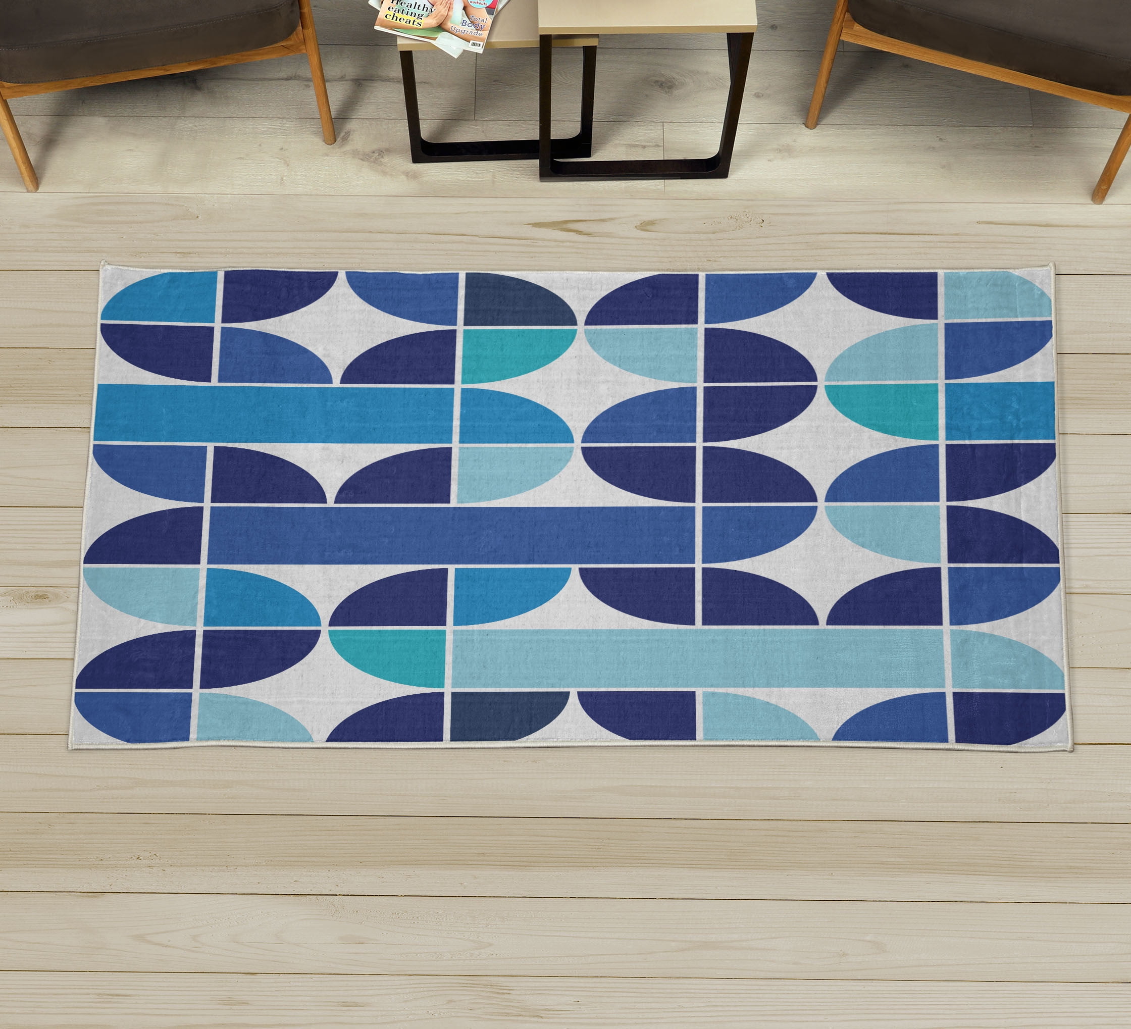 Retro Decorative Rug, Pop Art Funky Unusual Geometric Forms Mosaic ...