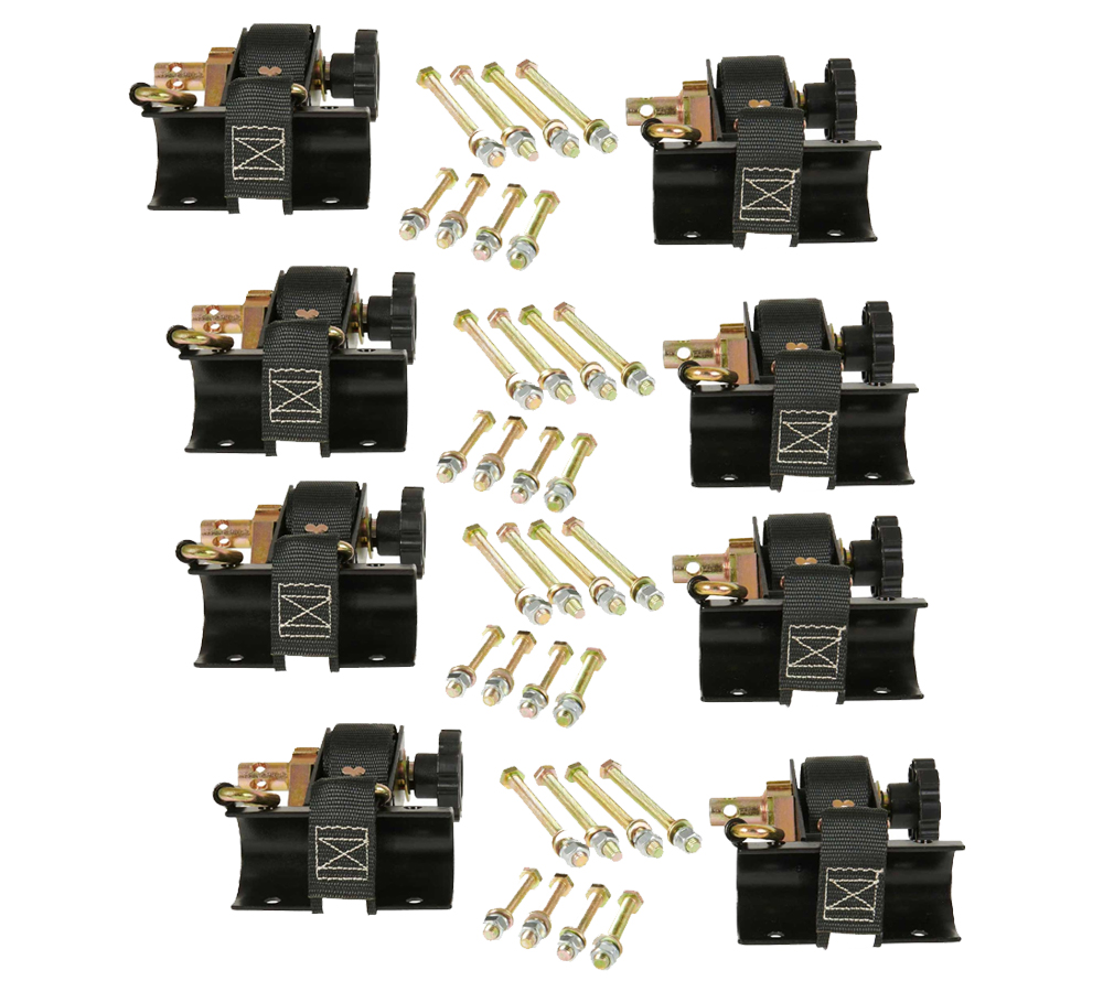 1-1/2" x 7' Ladder Rack Ratchet Tie-Down Straps (Pair) Round Tube Mount ...