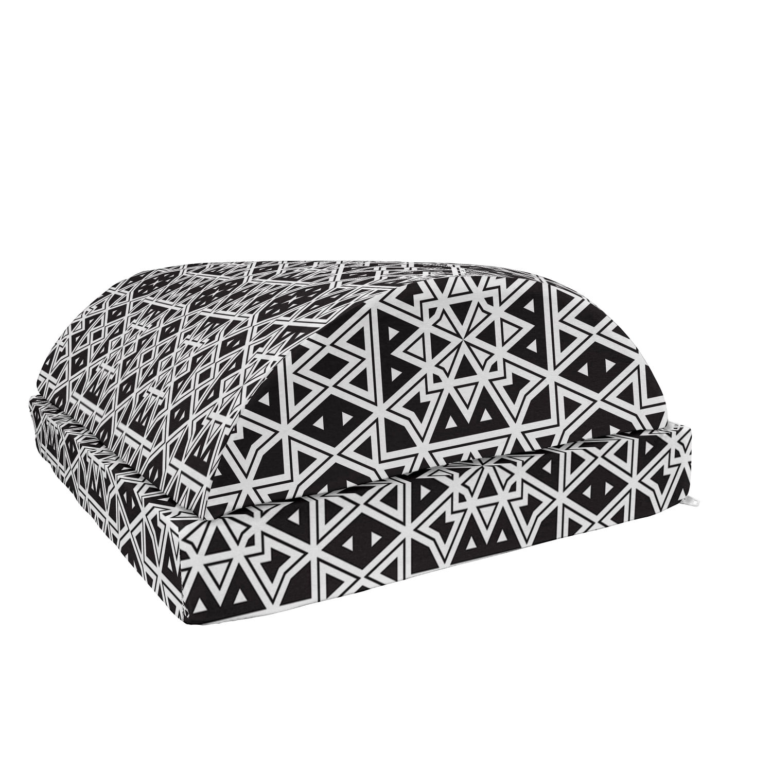 Traditional Foot Rest, Medieval Geometric Tiles Monochrome Style ...