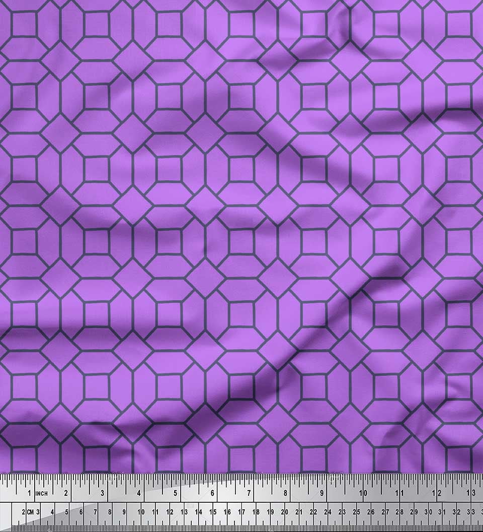 Soimoi Purple Cotton Duck Fabric Octagon Art Geometric Print Fabric by ...