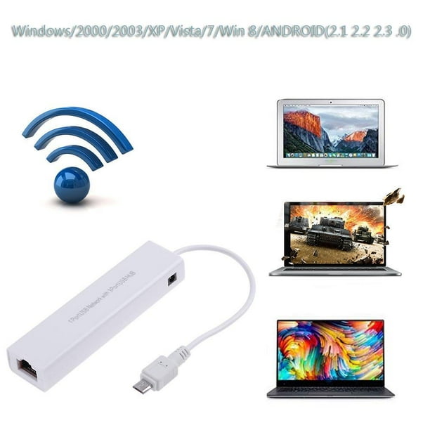 Adaptador Micro USB a Red LAN Ethernet RJ45 3 Puertos USB 2.0 Ehuebsd ...