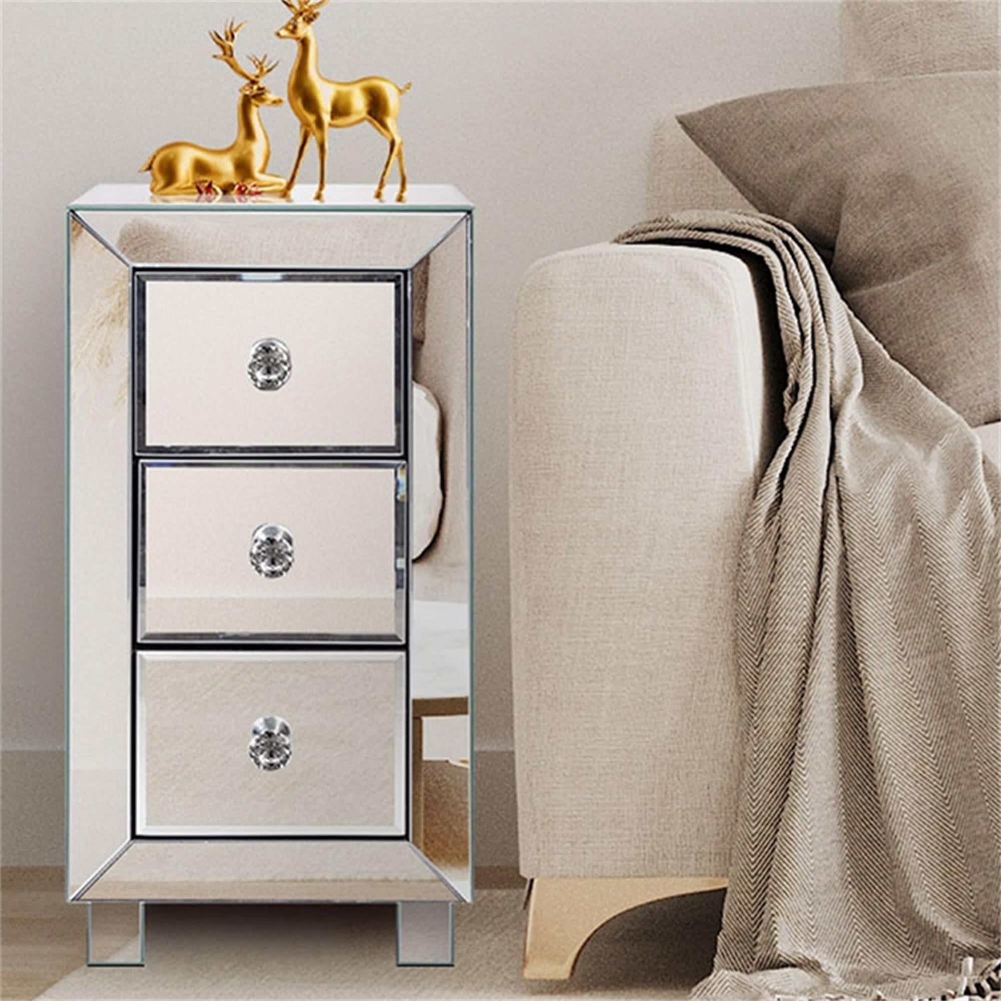 Canddidliike 3 Drawer Modern Mirrored Nightstand, End Table Bedside ...