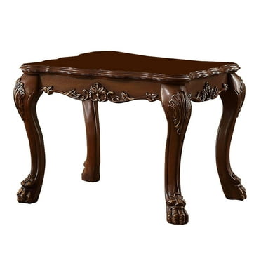 Wooden End Table with Carved Details, Cherry Brown- Saltoro Sherpi ...