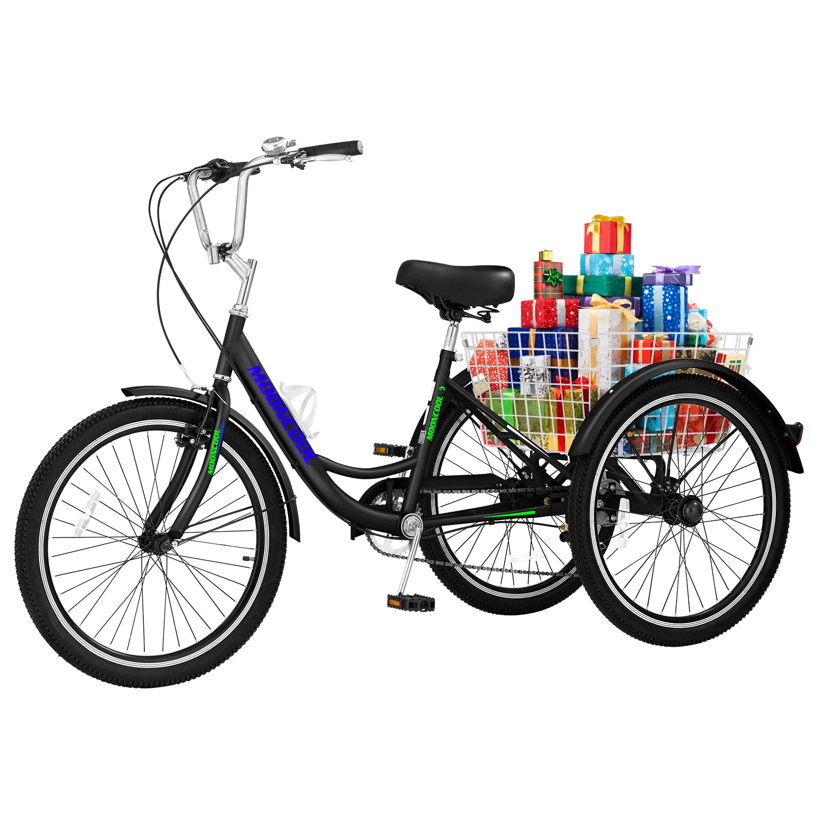 MOPHOTO Cruiser Tricycle for Adults with Backrest Saddle, 26" Wheels, 7 ...