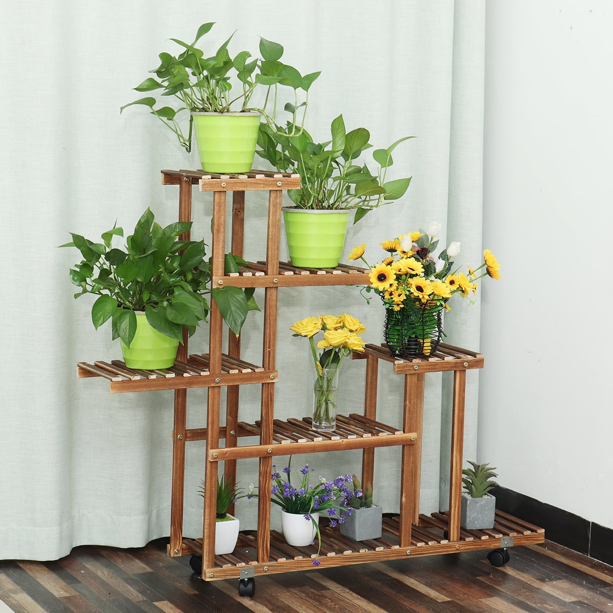 Wood Plant Stand Indoor Outdoor,Plant Shelf Multi Tier Garden Shelf ...