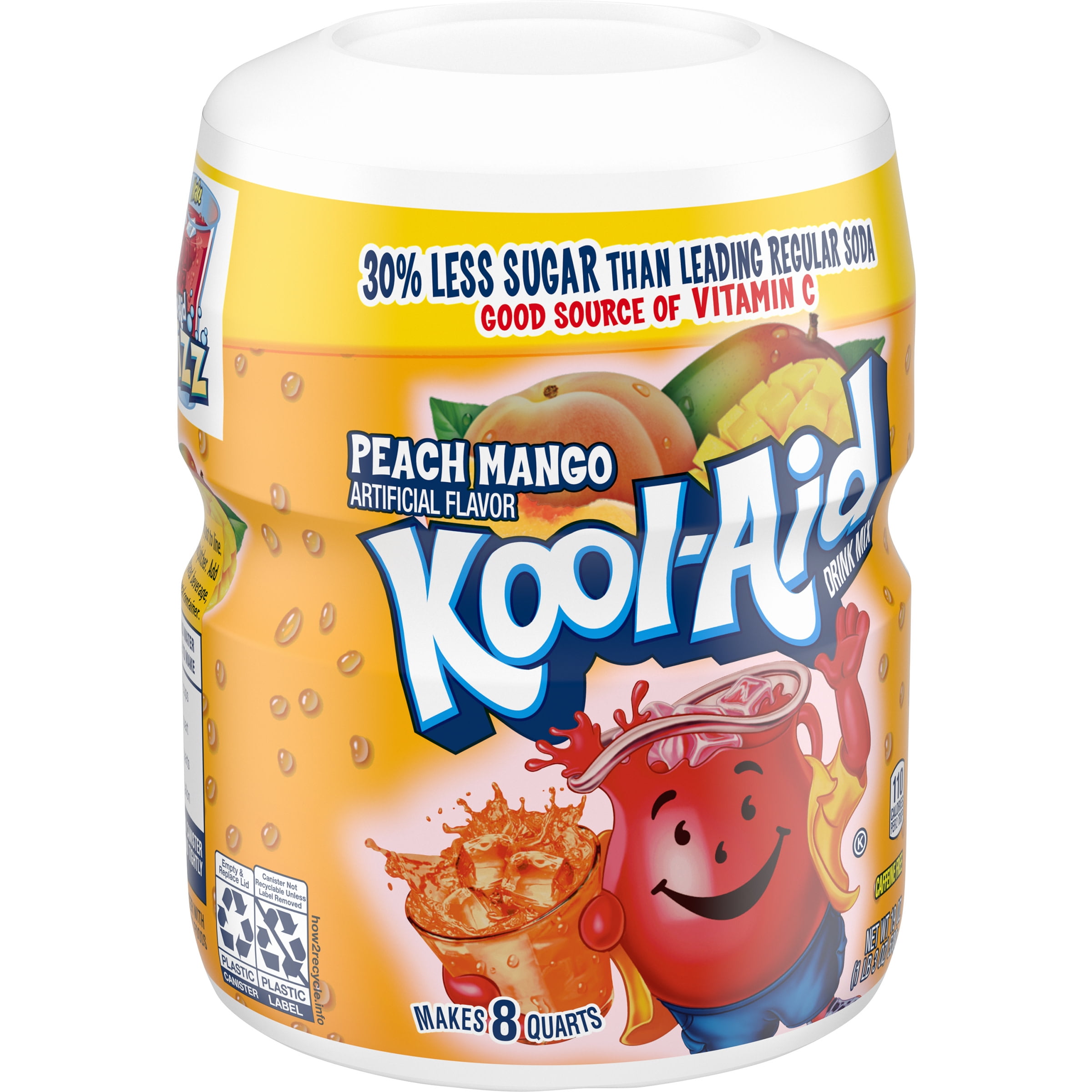 Kool-Aid Sweetened Peach Mango Powdered Drink Mix, Caffeine Free, 19 oz ...