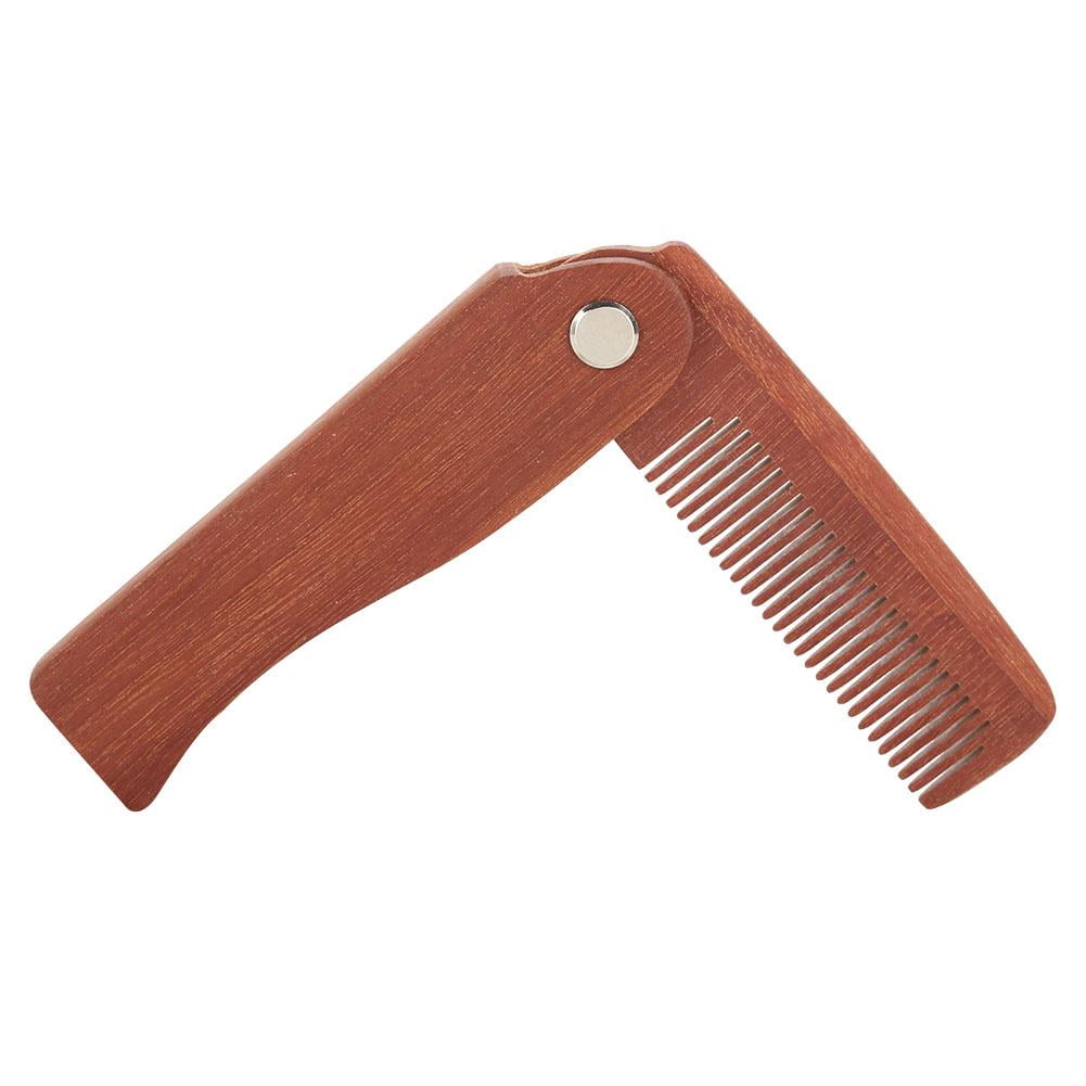 FAGINEY Portable Natural Wooden Beard Comb Folding Pocket Moustache ...