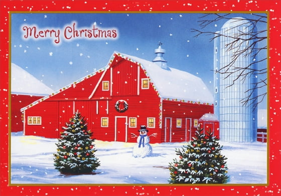Red Farm Studios Red Barn and Silo on Farm Box of 18 Christmas Cards ...