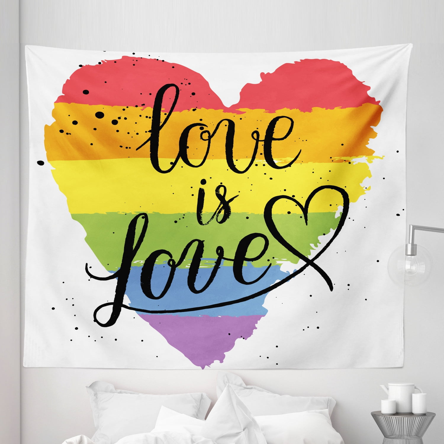 Pride Tapestry, LGBT Gay Lesbian Parade Love is Love Hand Writing Paint ...