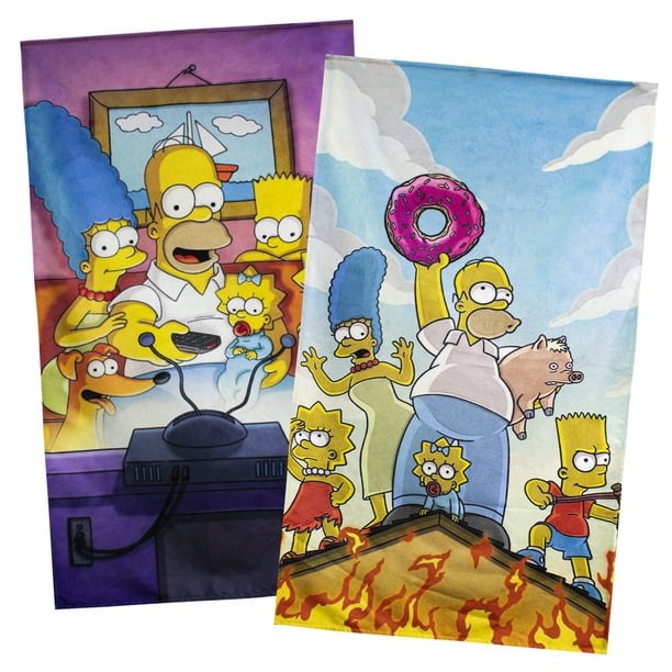 Toalla De Baño de Diseño Los Simpson Familia Microfibra Set de 2 Piezas ...