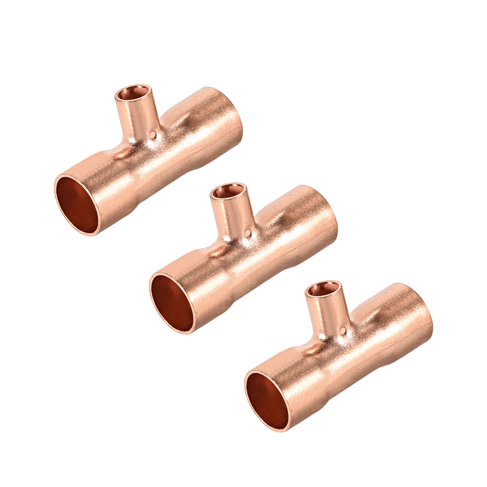 1/4-inch x 3/8-inch Copper Reducing Tee Copper Pressure Pipe Fitting ...