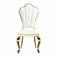 Modern Upholstered Dining Chairs Set of 2, Gold Metal Frame and High ...