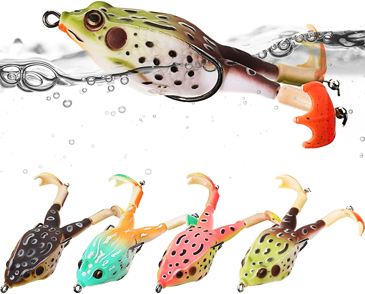 4 Pieces Soft Frog Bait Fiishing Lure Topwater Frog Lure Double ...