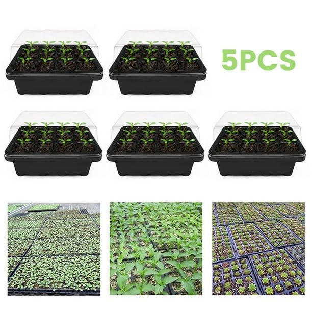 EIMELI 5 Pack 12 Seed Starter Tray Seed Starter Kit with Humidity Dome ...