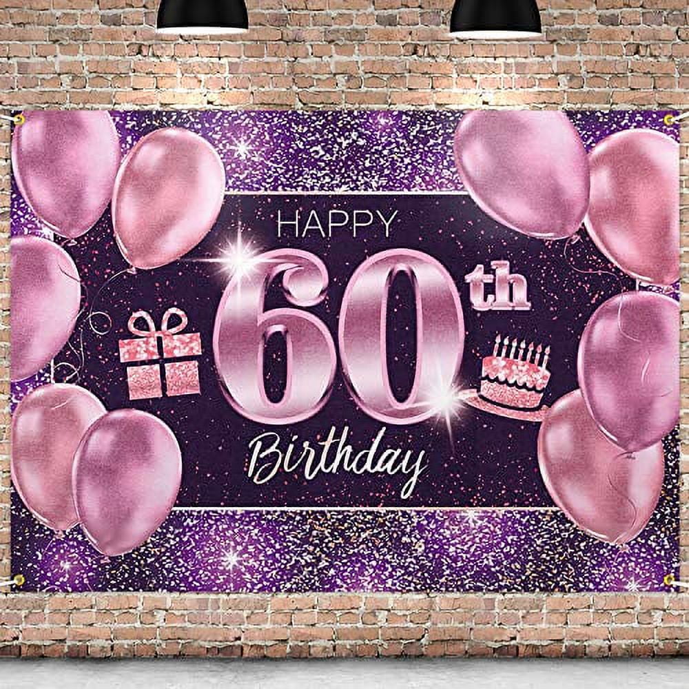 PAKBOOM Happy 60th Birthday Banner Backdrop - 60 Birthday Party ...