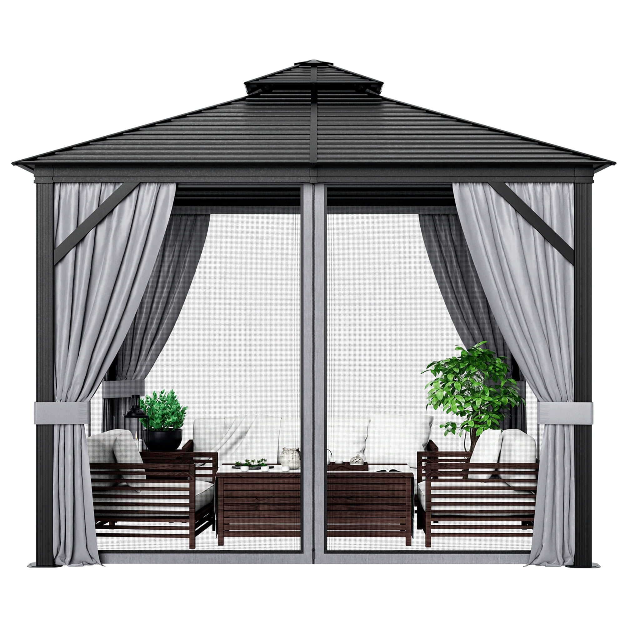 Click here for Costway 10 X 10 Patio Double-Top Hardtop Gazebo Ga... prices