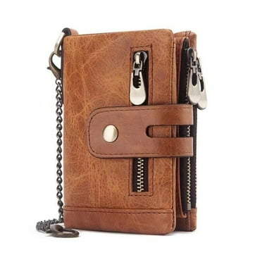 DEFNES Men Genuine Leather RFID Anti-scanning Anti-Theft Zipper Wallet ...