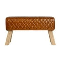 Creative Co-Op Stitched Leather and Wood Bench, Camel and Natural ...
