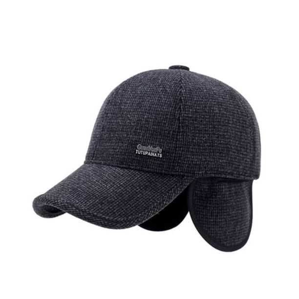 Mens Winter Earflap Baseball Hat Outdoor Sport Earmuffs Peaked Cap ...