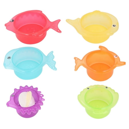 6pcs Fish Stackable Toys Baby Colorful Bathing Stacking Cups Water ...