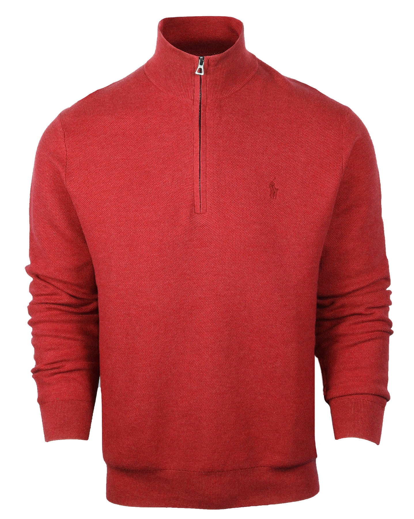 Polo RL Men's Waffle Knit Half Zip Sweatshirt (Medium, Red) - Walmart.com