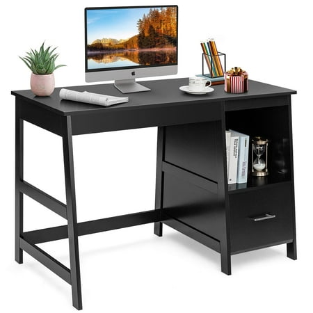 Giantex Wooden Computer Desk, Home Office Desk w/Large Storage Space ...