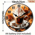 2D Flat 1pc 10Inch Autumn Coffee Cup Fall Leaves Wooden Wall Clock ...