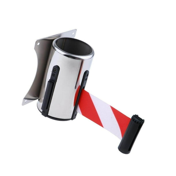 Stanchion Queue Barrier Wall Mount Crowd Control Retractable Ribbon Red ...