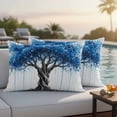2 Pack Outdoor Waterproof Throw Pillow Covers,Natural Watercolor Blue ...
