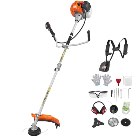 VEVOR String Trimmer, 25.2CC 2-Stroke, Gas Powered Weed Wacker, 16.9 ...