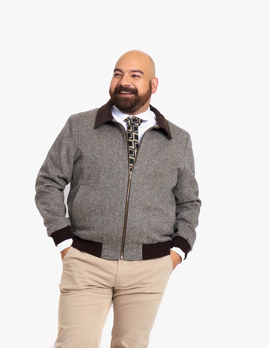 Chamarra tipo Bomber de LANA Café Tallas Extra Di Nuovo 2058 | Walmart ...