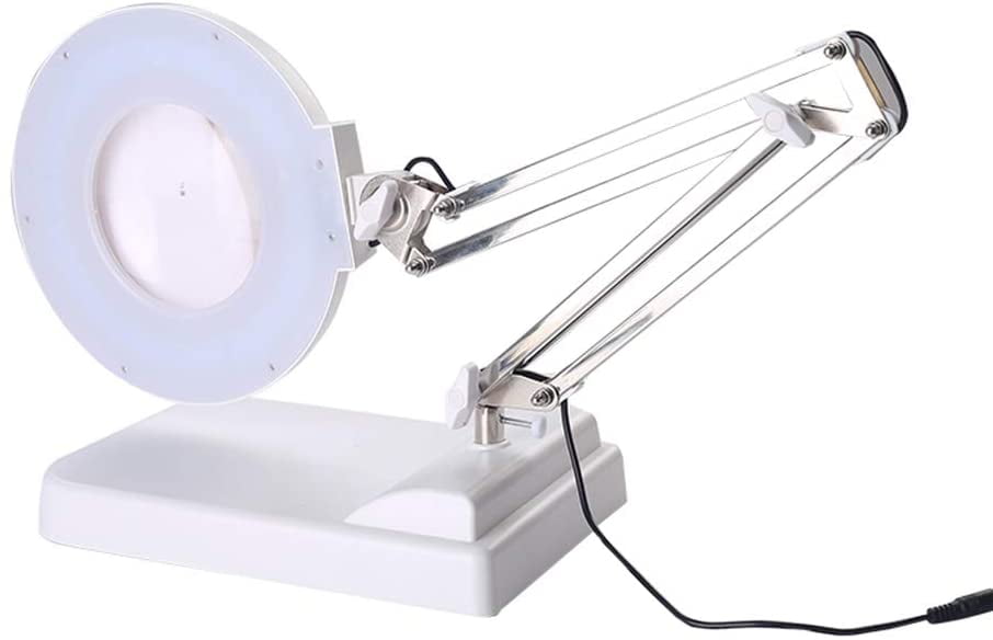 INTBUYING 15X 127C Benchtop Magnifier Lamp Adjustable LED Magnifying ...