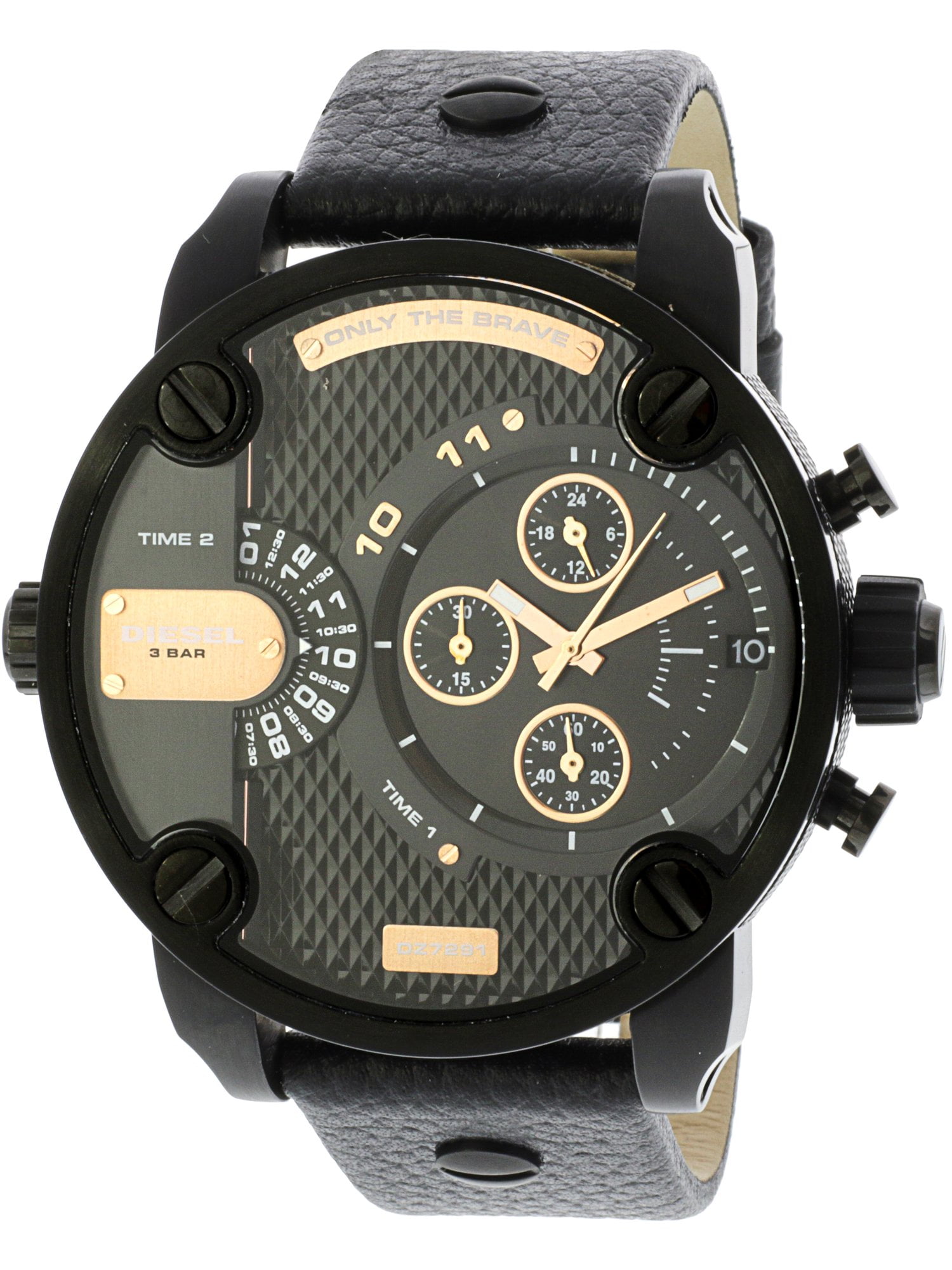 Diesel Men's Little Daddy DZ7291 Black Leather Japanese Quartz Fashion ...