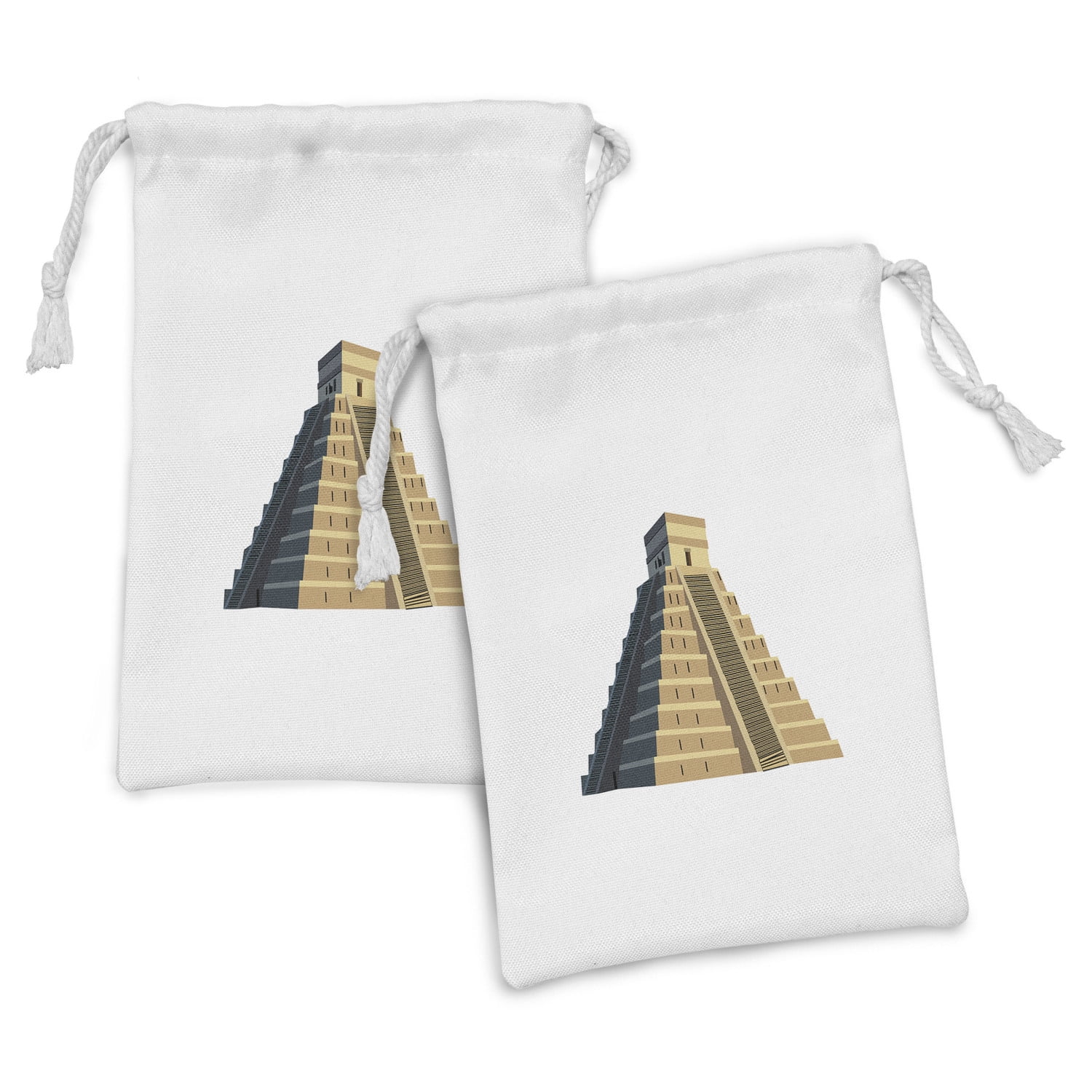 Pyramid Fabric Pouch Set of 2, Print of a Digitally Generated Single ...