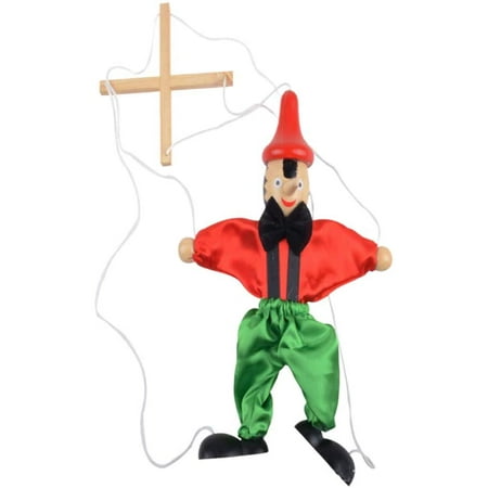 HTCM 1Pc String Puppet, 17 inch Wooden Hand Puppet Long Nose Clown Hand ...