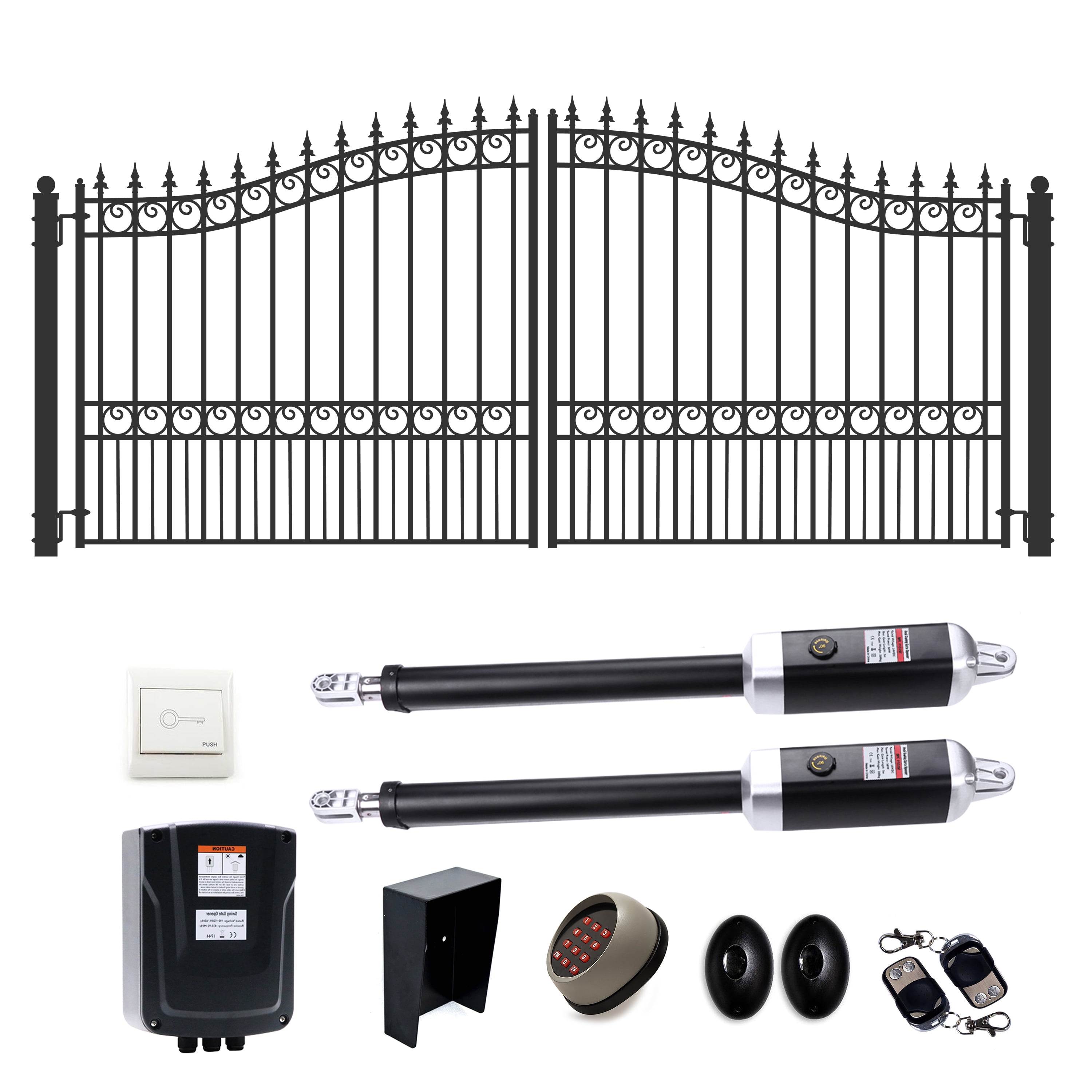 ALEKO London Style Dual Swing Steel Driveway Gate 16 feet with Gate ...