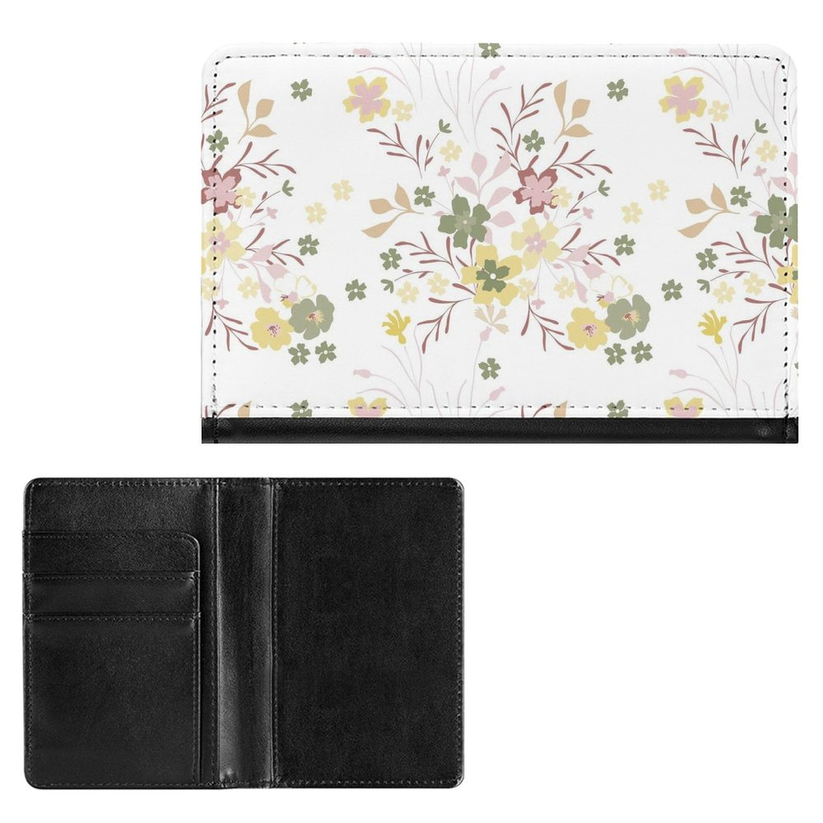 Vodetik Store Floral Print Passport Holder Travel Wallet RFID Blocking PU Leather Passport Cover ...