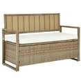 DWVO Outdoor Patios Deck Box Bench with Cushion All-Weather Steel PE ...