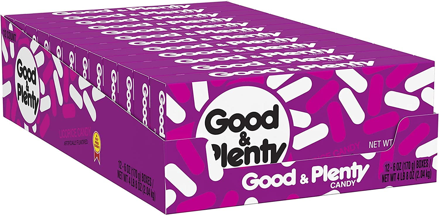 GOOD & PLENTY Licorice Candy, Bulk Fat Free, 6 oz Boxes (12 Count ...