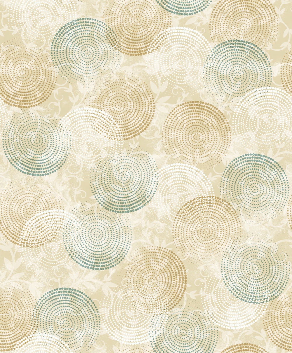 Dundee Deco Wallpaper Roll - Abstract Tan, White, Green Circles, Dots ...