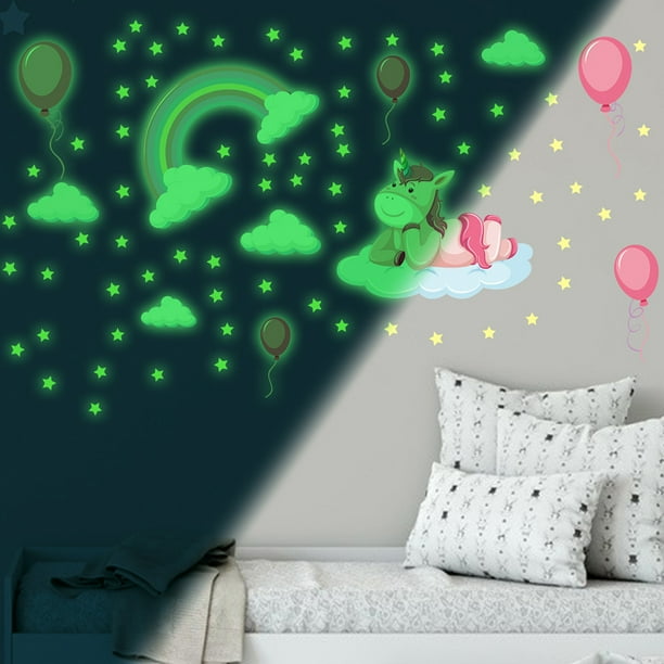 SHAR 2 Rainbow Green Light Wall Stickers for Girls Room (Rainbow ...