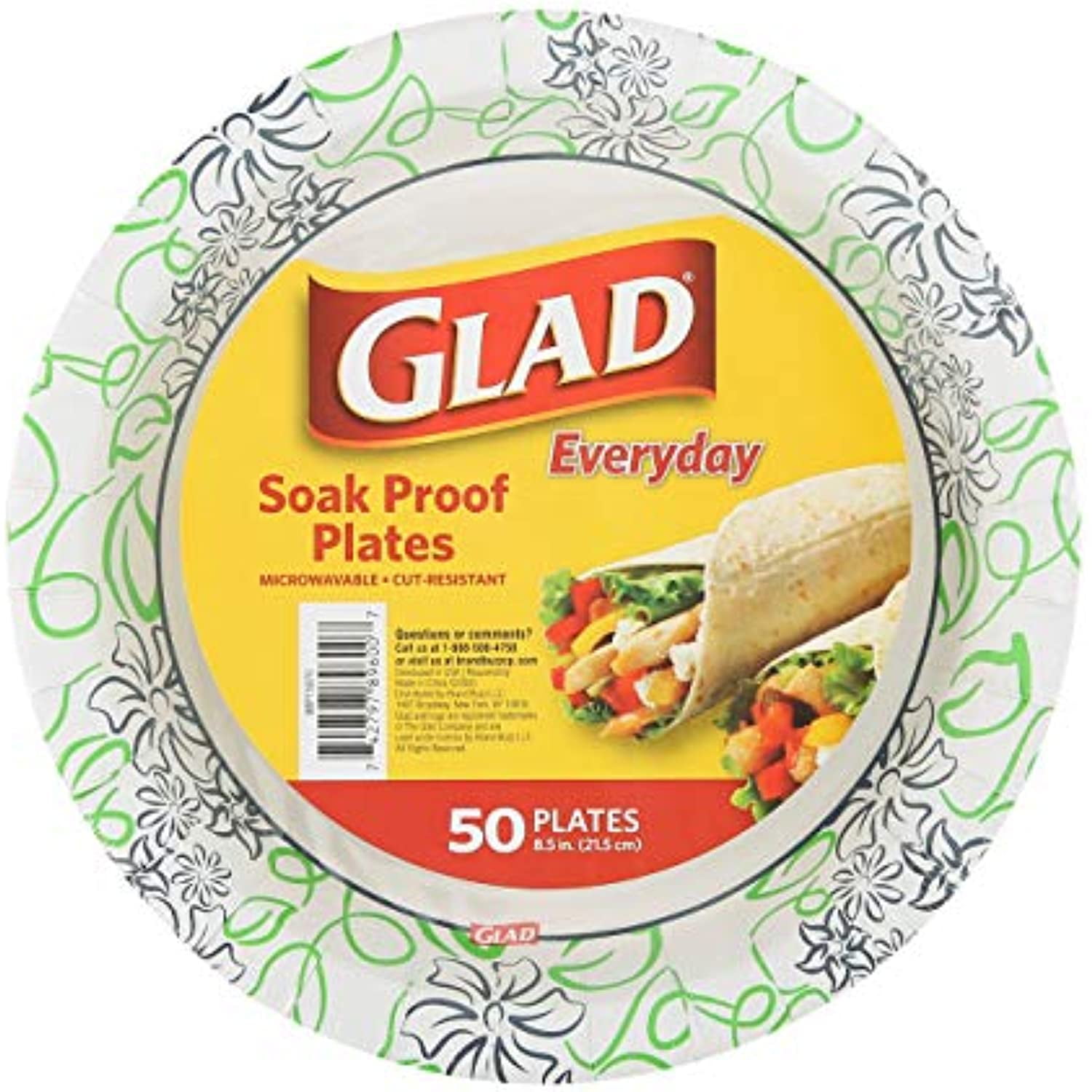 Glad 8 1/2-Inch Round Soak Proof Cut Resistant Microwavable Disposable ...