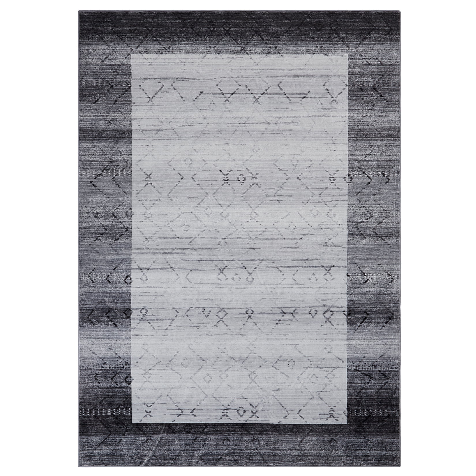 Haperlare Bordered Rug 5'x7' Modern Geometric Area Rug Non Slip Low ...