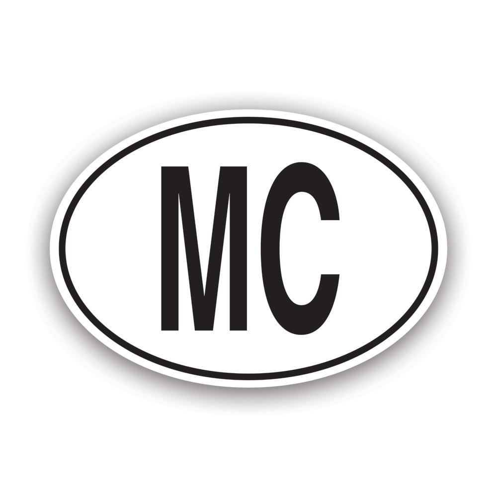 MC Monaco Country Code Oval Sticker Decal - Self Adhesive Vinyl ...