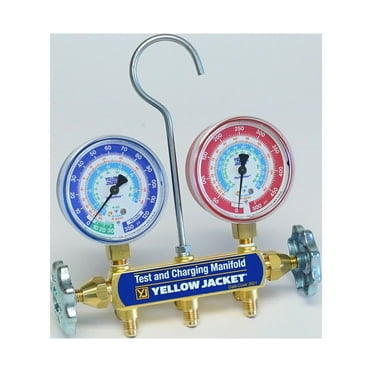 Yellow Jacket 42021 Series 41 Manifold, 3-1/8' Gauges, 1% Accuracy, R32 ...