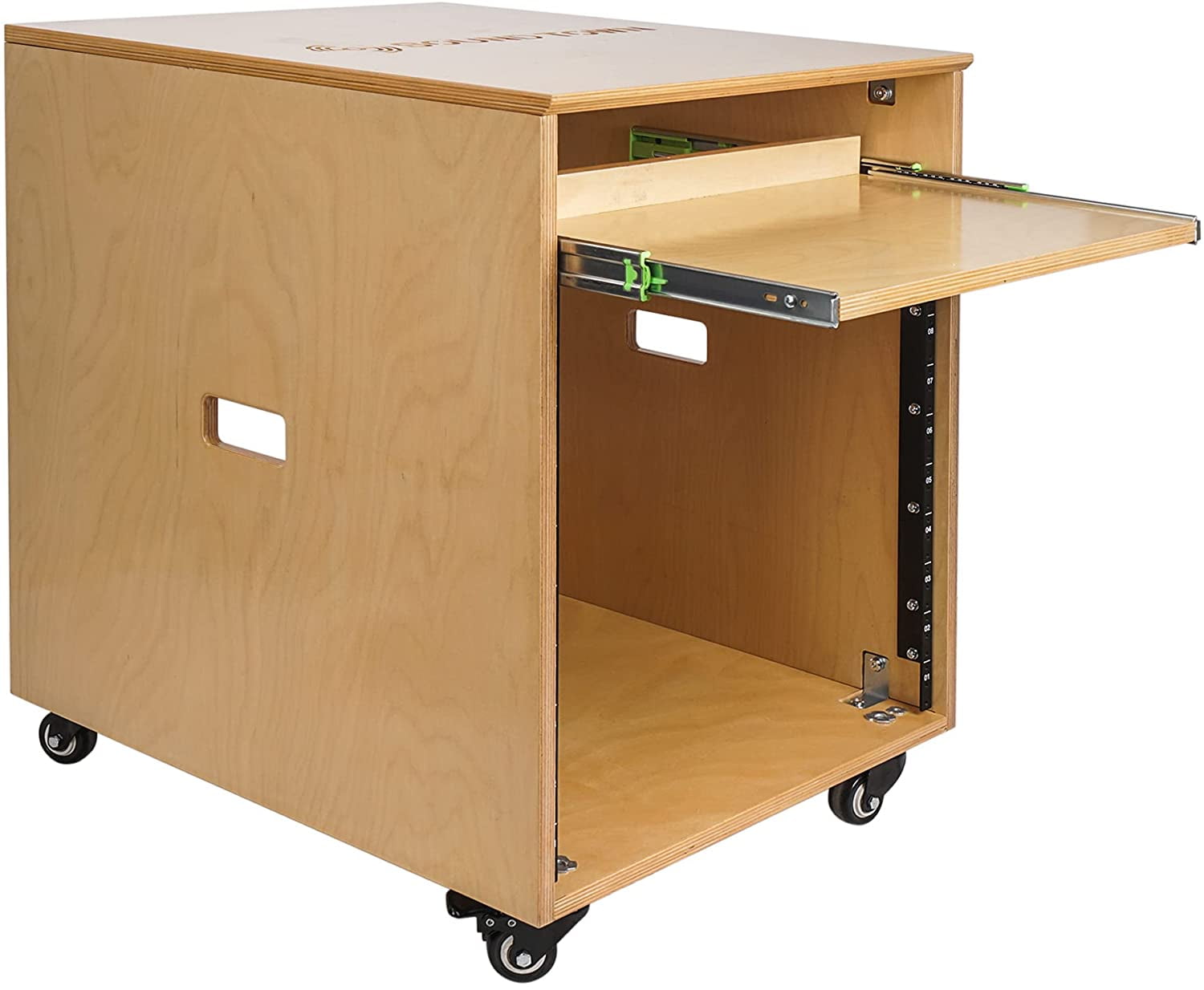 Sound Town 10U Plywood Studio Rack Desk with Slide-Out Tray, Rubber ...