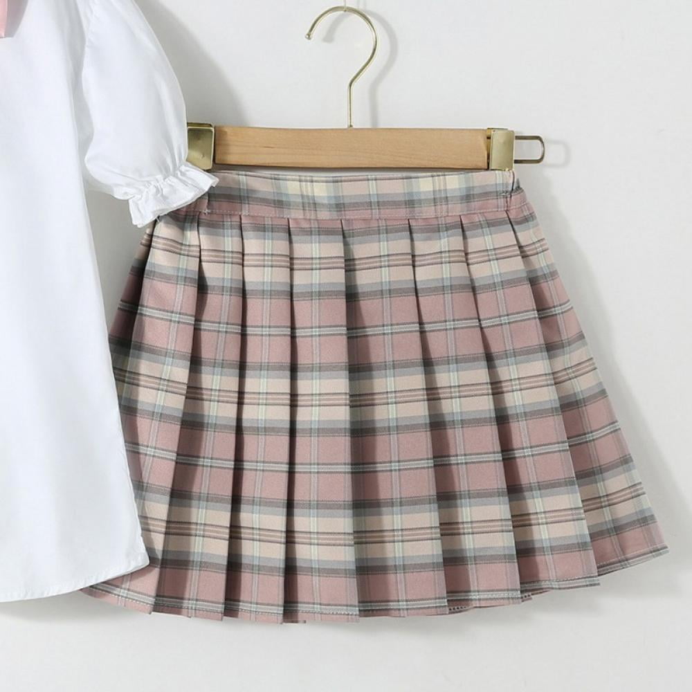 Uccdo Girls Plaid Pleated Skirt with Shorts School Girls Uniform Mini ...